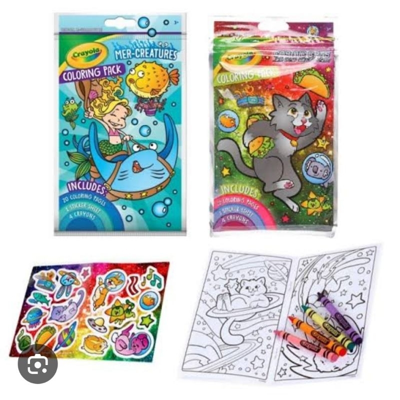 Jual CRAYOLA COLORING PACK BUKU MEWARNAI + 4 CRAYON STICKER PACK BUKU ...