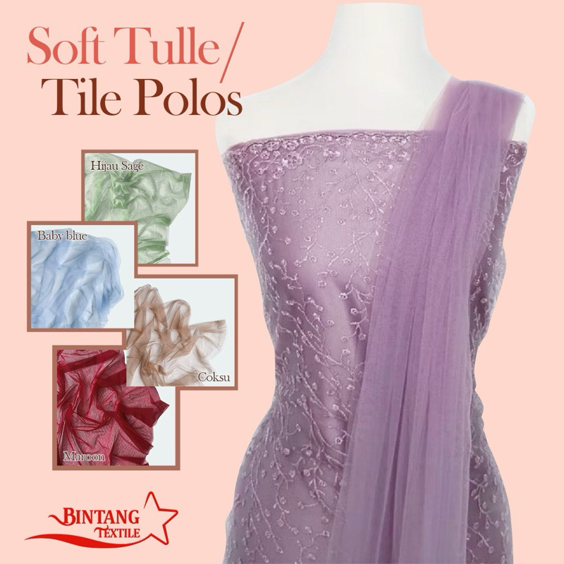 Jual Kain Tile Lembut Jatuh // Soft Tulle // Tille Polos Premium ...