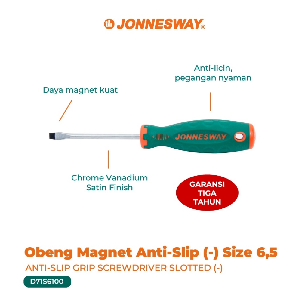 Jual Obeng Magnet Anti Slip (-) jonnesway D71S6100 | Shopee Indonesia