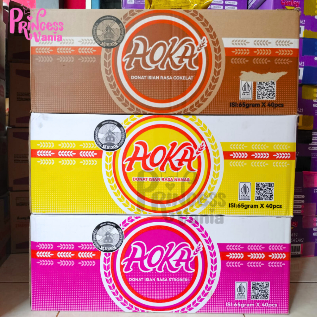 Jual PREMIUM!!! GROSIR AOKA DONAT ROTI ISIAN RASA COKELAT 65GR 1 DUS ISI 60PCS KUE KERING ...