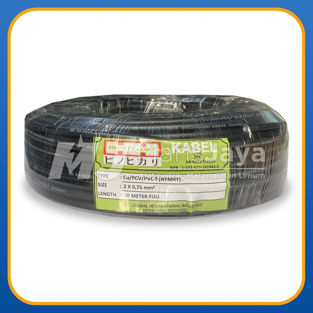 Jual Kabel Serabut HINOHIKARI NYMHY 2x0,75 2x0.75 mm² 50 meter HITAM | Shopee Indonesia