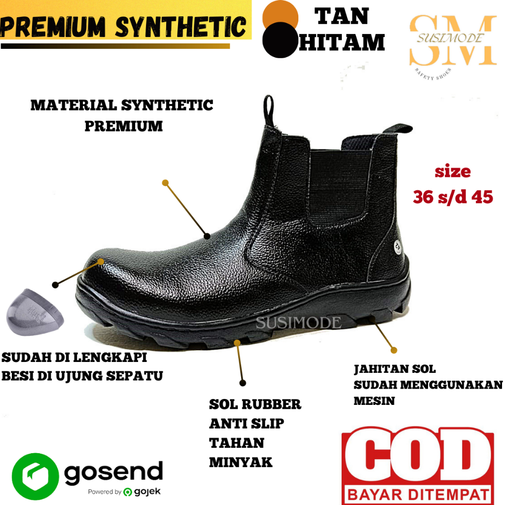 Jual Sepatu Safety Boots Pria Ujung Besi Baja Sefty Shoes Septy Septi ...