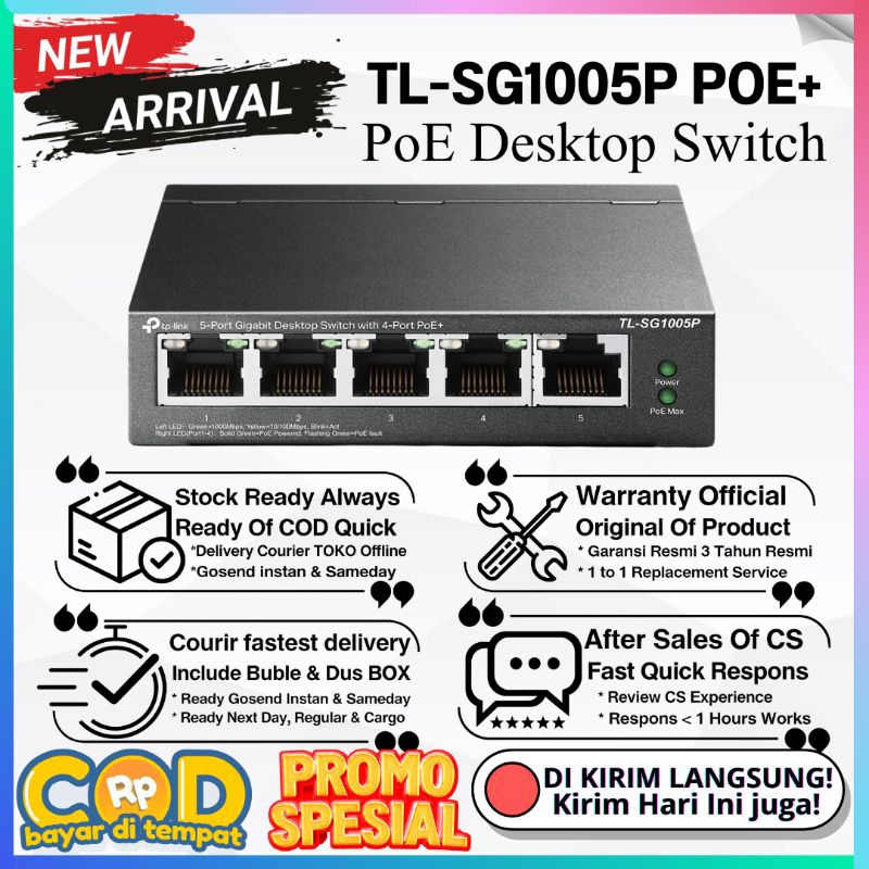 Jual TP-Link TL-SG1005P 5 Port PoE+ Gigabit Desktop Switch | Shopee ...