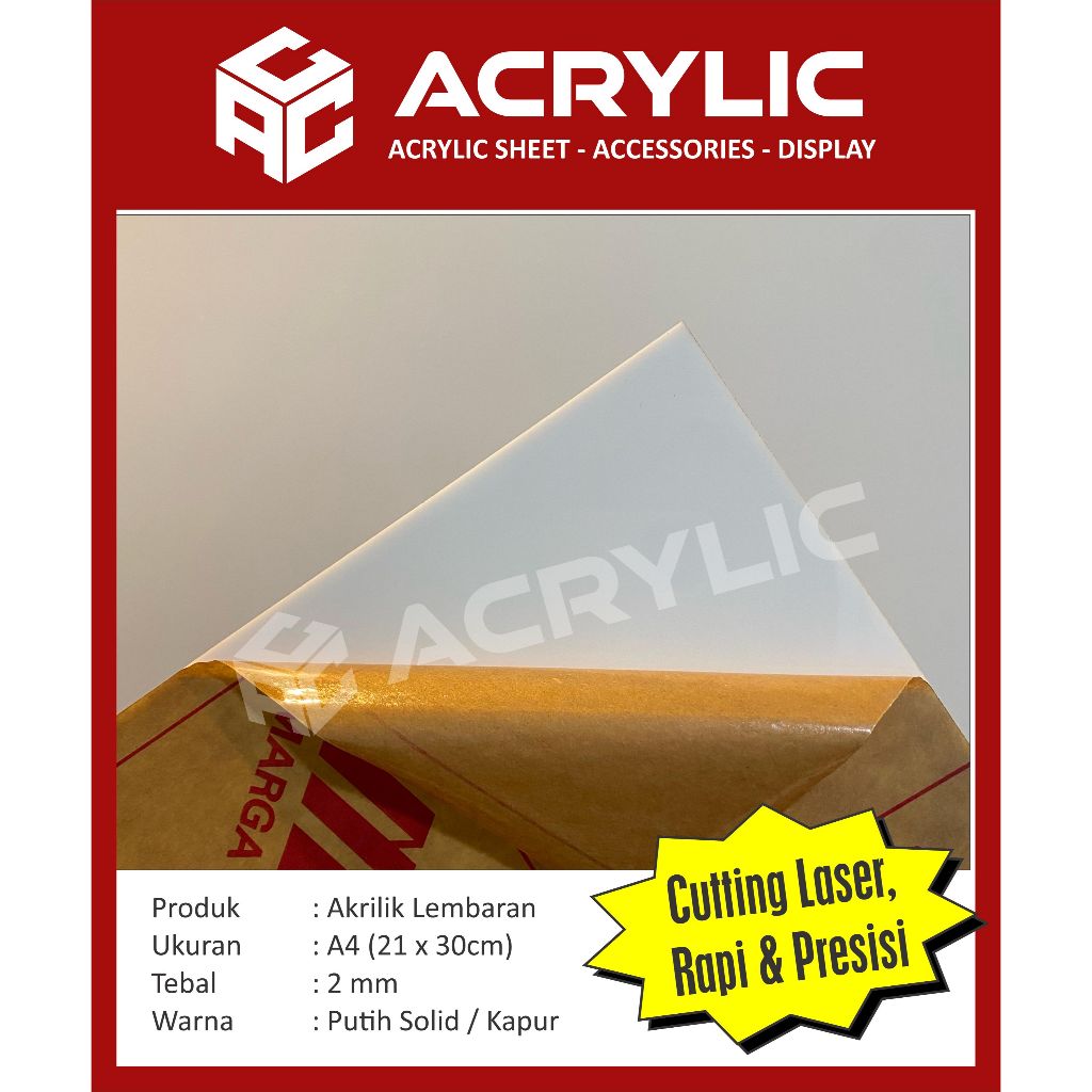 Jual AKRILIK / Acrylic Lembaran A4 // 2mm // Putih Solid / Putih Kapur 21cm x 30cm | Shopee ...