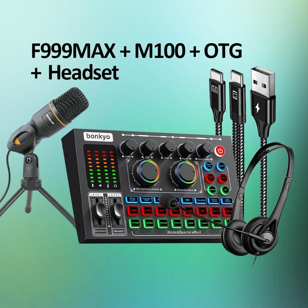 Jual Bonkyo F999MAX Sound card + kabel OTG peralatan siaran langsung ...