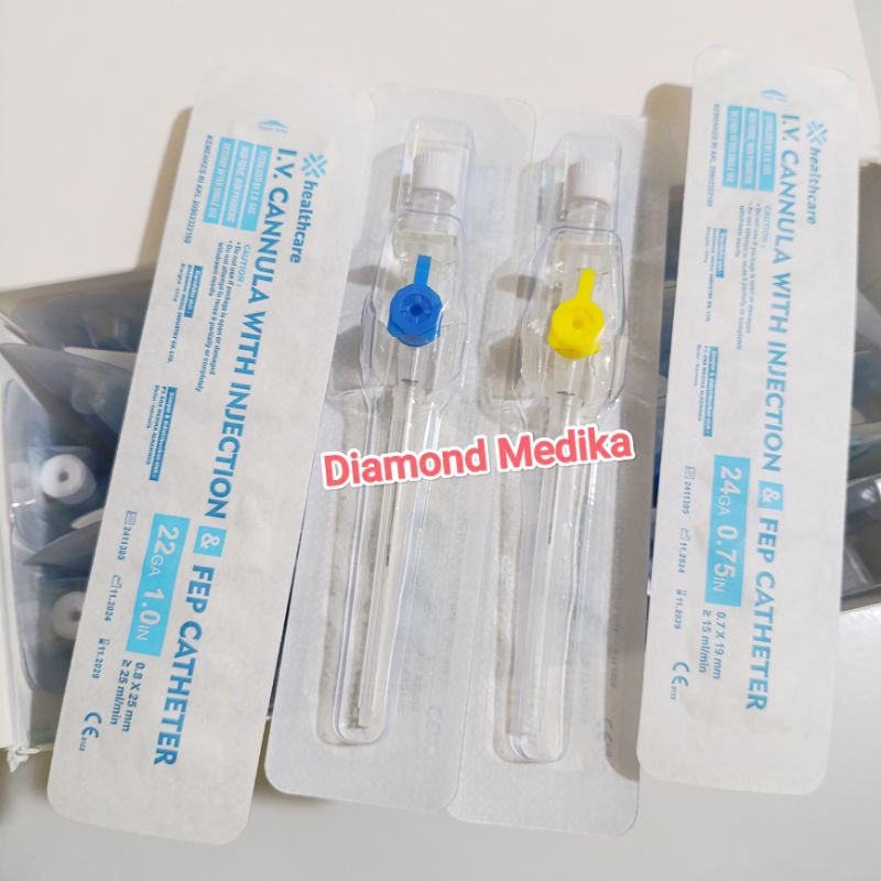 Jual Aboket Plus 22g 24g 26g Cannula With Injection Port + Wing ...
