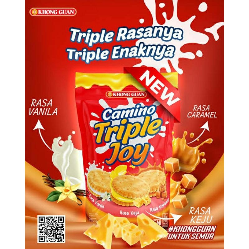 Jual Khong Guan Camino Triple joy biscuit sandwich dgn 3 pilihan rasa dlm 1 pack biskuit enak ...