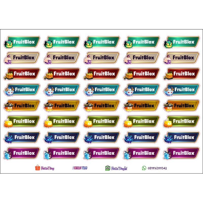 Jual Sticker label nama/ name label Squid Game, Sprunki, Fruitblox ...