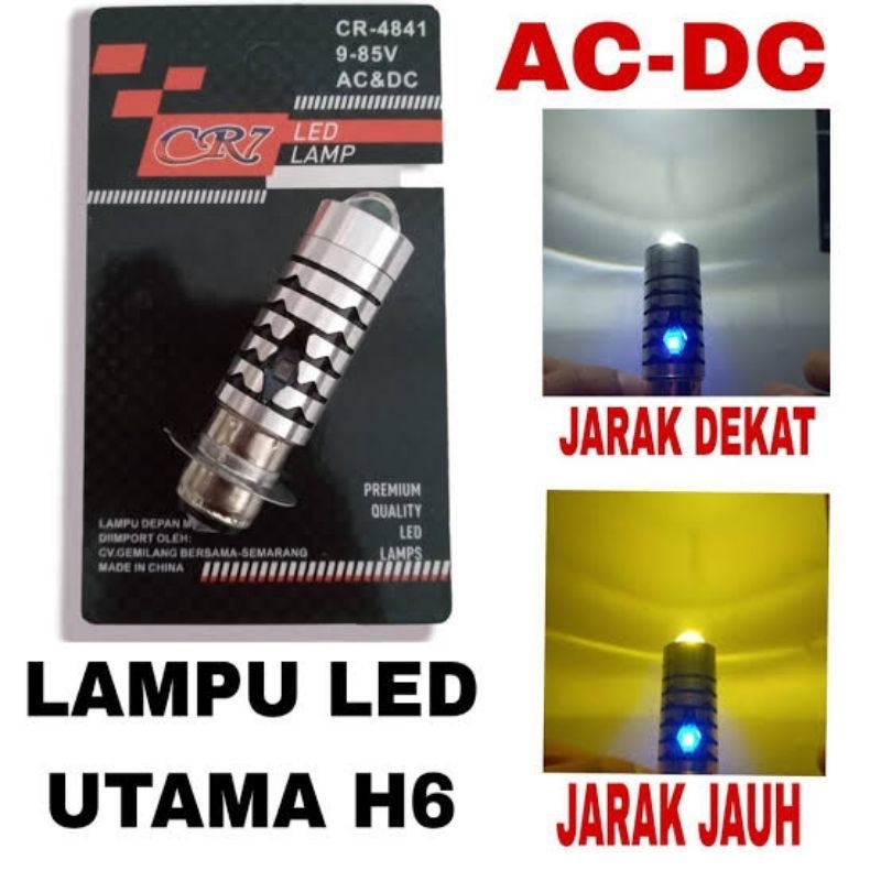Jual Lampu utama led motor / Lampu led depan motor h6 LASER CR7/MBK SOROT D2 2 WARNA ac dc 1 pcs ...