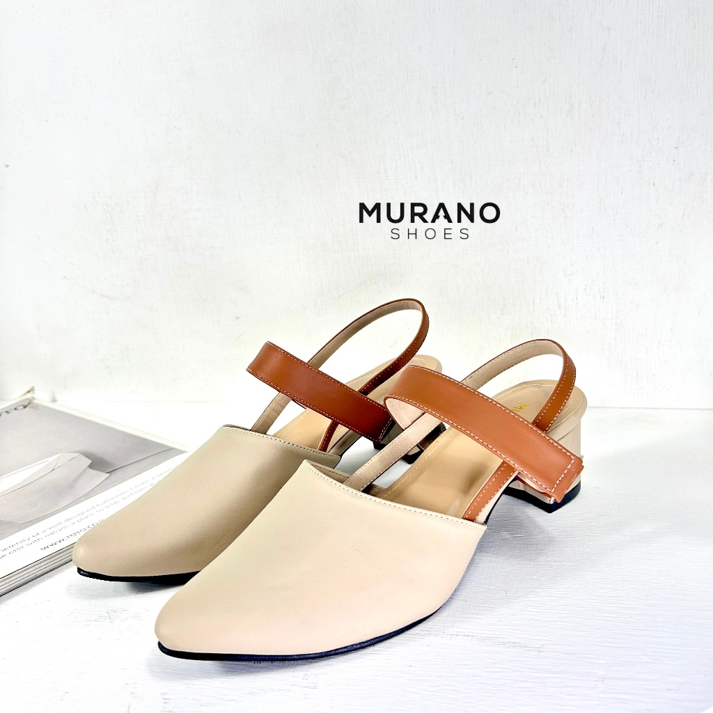 Jual MURANO Alina Cream Tali Coklat Sepatu Wanita Size 36-48 Heel / Hak ...