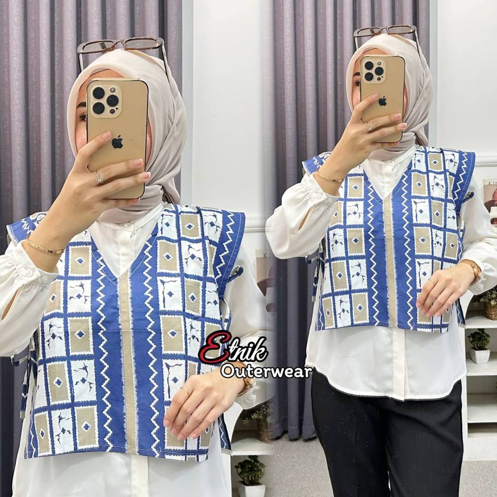 Jual VEST BATIK WANITA MODERN ETNIK ROMPI OUTER KATUN PREMIUM || ATASAN ...
