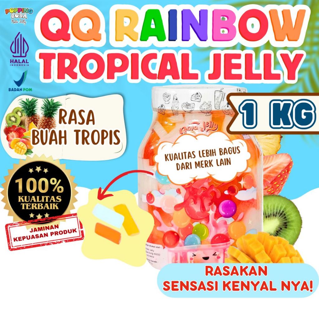Jual QQ Rainbow Jelly Konyaku Topping Minuman - Jelly Warna Warni Rasa Buah Tropis 1 Kg | Cocok ...