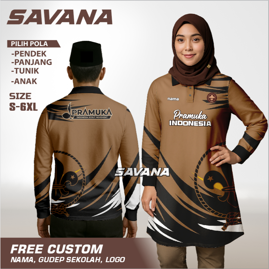 Jual SAVANA - Jersey PRAMUKA Vnek / Panjang / Berkerah / tunik printing ...