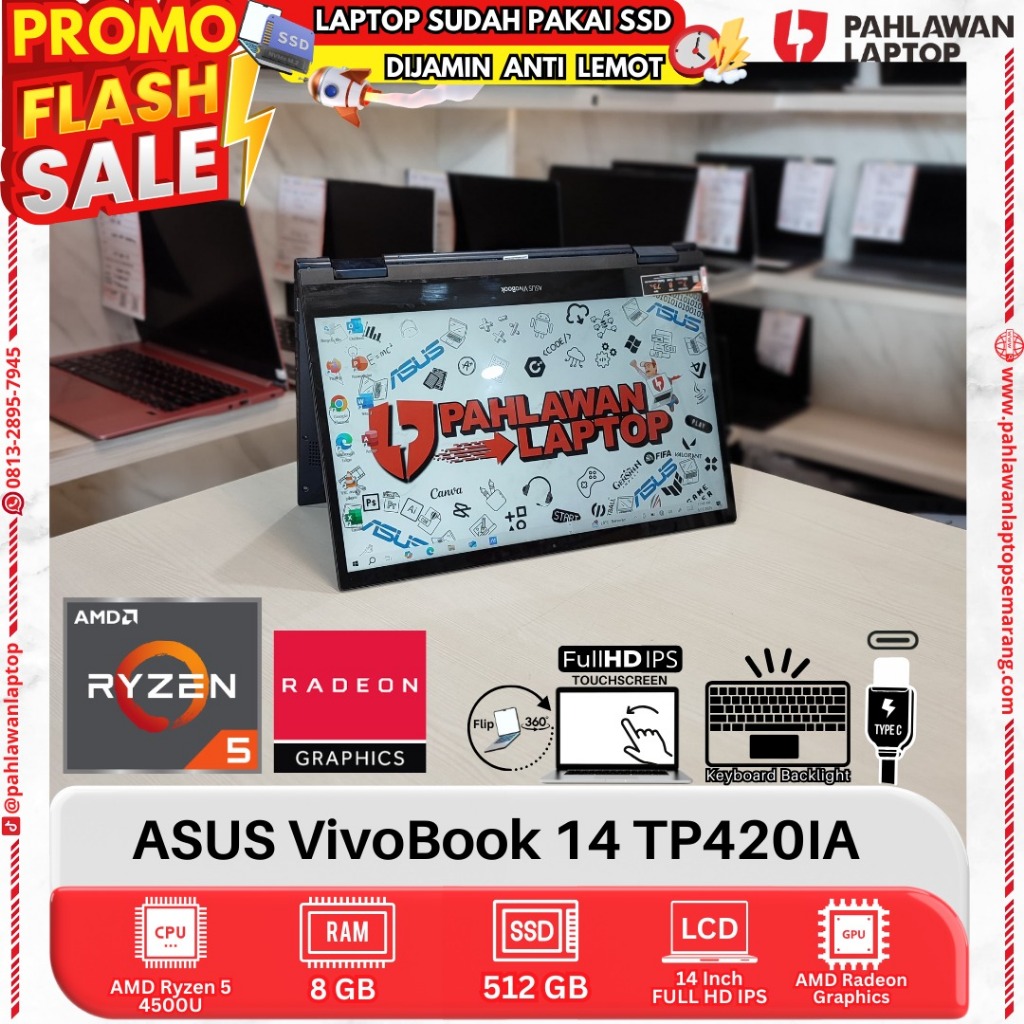 Jual LAPTOP ASUS VivoBook 14 TP420IA AMD Ryzen 5 RAM 8GB SSD 512GB TOUCHSCREEN FLIP | Shopee ...