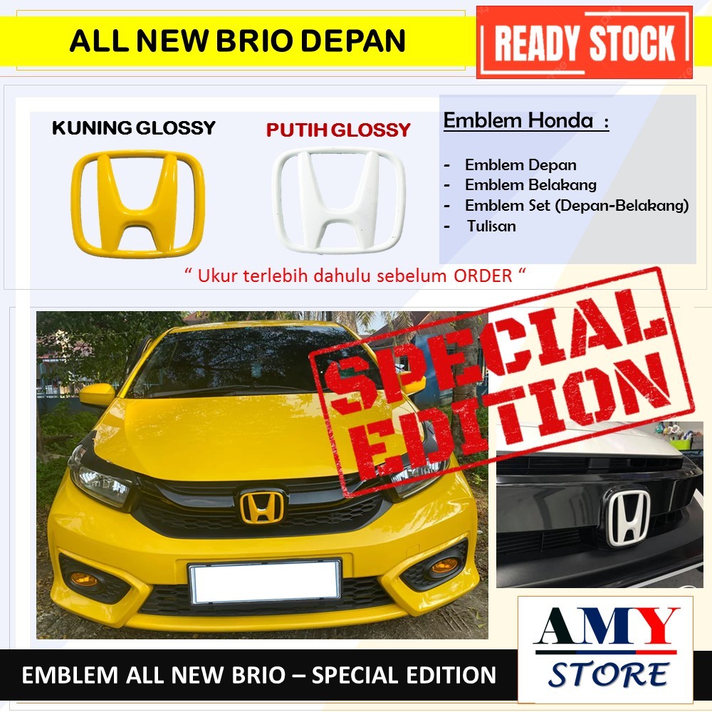 Jual AMY154 - Logo Honda All New Brio Belakang PUTIH DAN KUNING ...