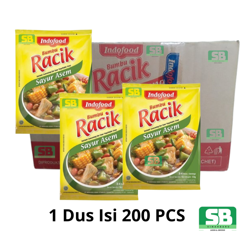 Jual Indofood Tepung Bumbu RACIK SAYUR ASEM 33gr 1 Dus Isi 200 Pcs ...
