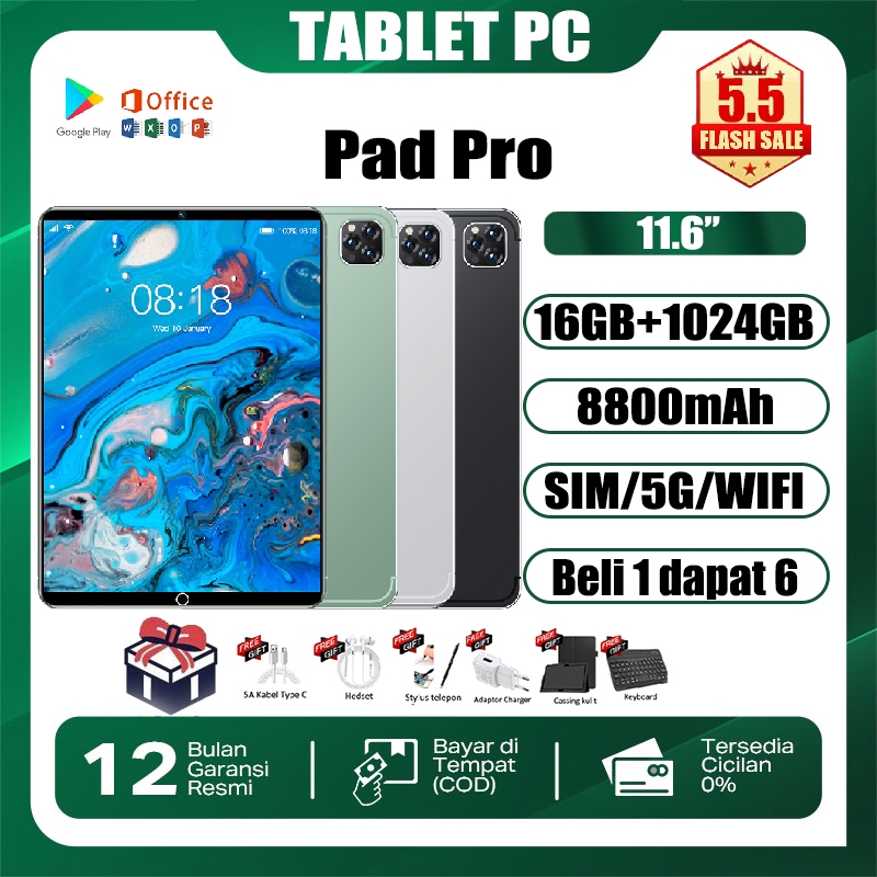Jual 2025 Tablet Murah Android 11.6 inch Tab RAM 16GB+1024GB Tablet ...