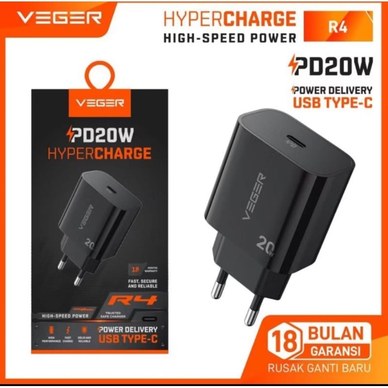 Jual Batok Charger VEGER PD 20W Fast Charging Original – Casan USB C HP ...