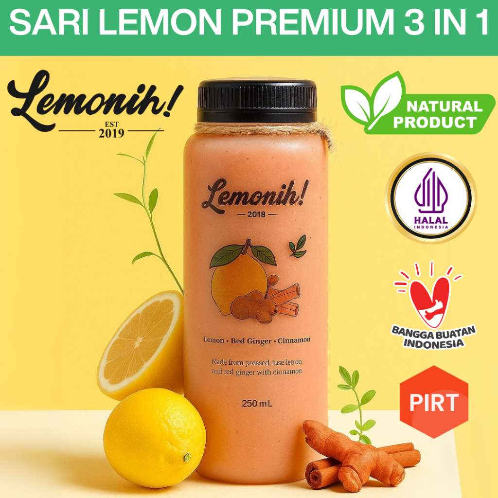 Jual Lemonih Sari Lemon 3 in 1 Jahe merah dan Kayu manis Jus Lemon Asli ...