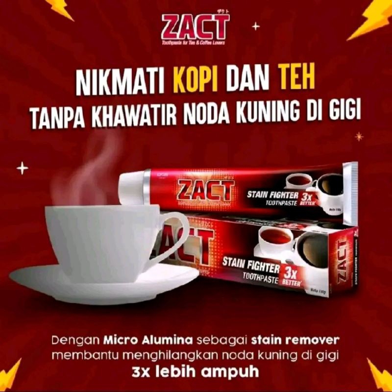 Jual ZACT STAIN FIGHTER TOOTHPASTE PASTA GIGI FOR TEA & COFFEE LOVERS 190 GR | Shopee Indonesia