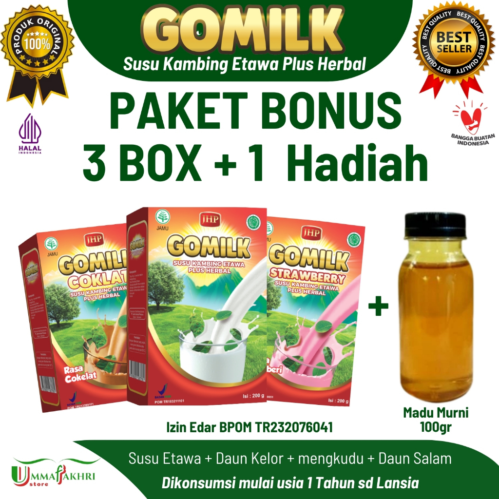 Jual [Paket Bonus] GOMILK Susu Etawa Herbal Paket Bonus Paling Best Seller | Shopee Indonesia