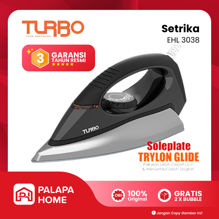 Jual Turbo Setrika Listrik Anti Lengket | Dry Iron Low Watt EHL 3038 ...