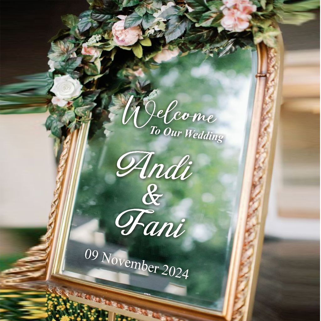 Jual Stiker Welcome Sign Mirror Stiker Wedding Dekorasi kaca wedding ...