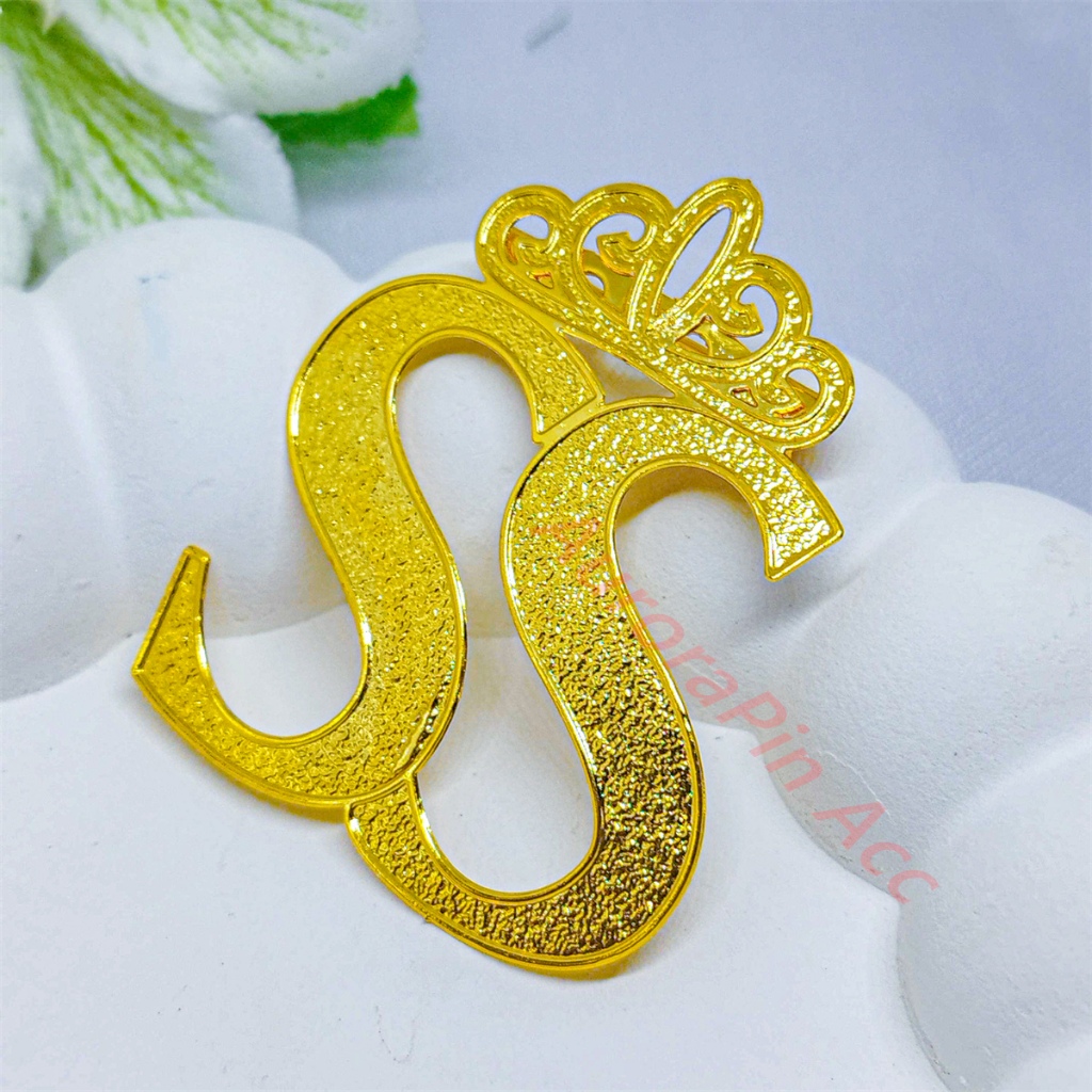 Jual Bross Huruf Inisial Premium Bros Huruf Besar Lapis Emas Mewah Dan ...