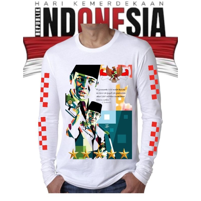 Jual indonesia emas/Garuda/kaos baju agustusan lengan panjang/ bung karno/proklamator ...