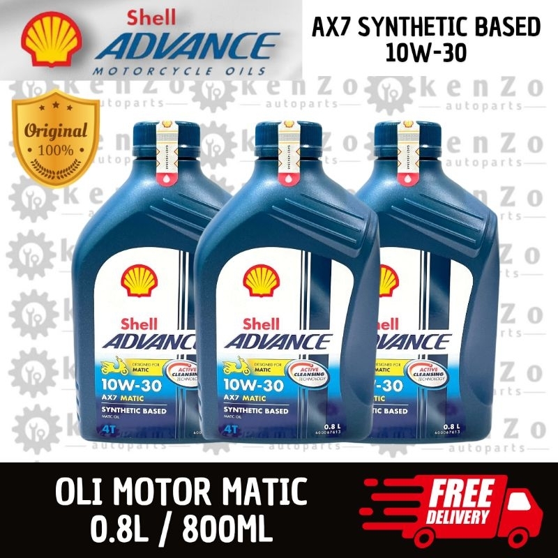 Jual Oli Motor Shell Advance Original AX7 10w-30 Synthetic 0.8L Jenis ...