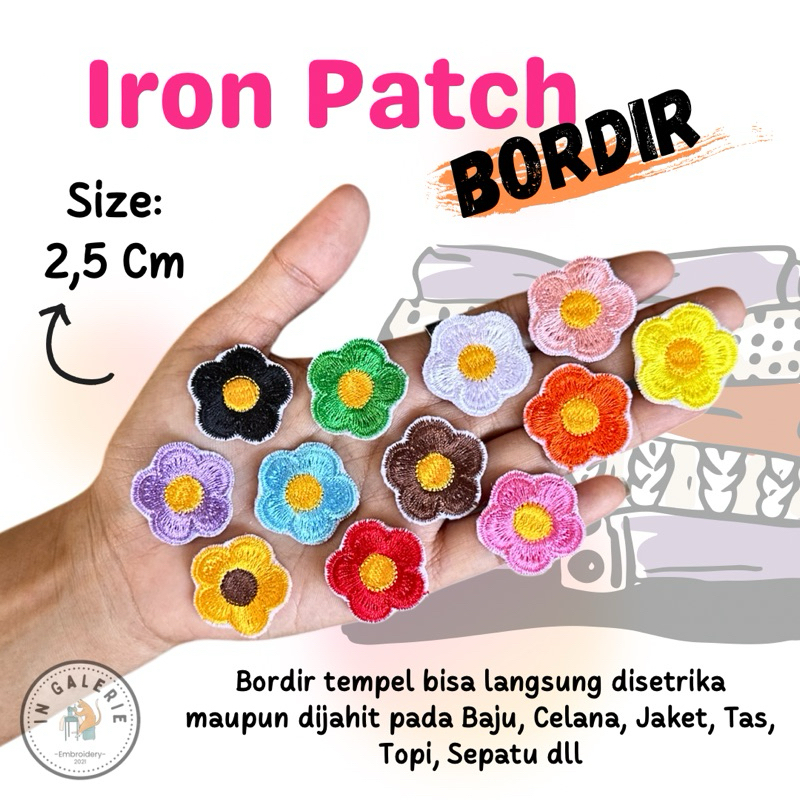 Jual ( SDH ADA LEM TINGGAL SETRIKA ) Emblem Bordir Bunga Timbul Iron ...
