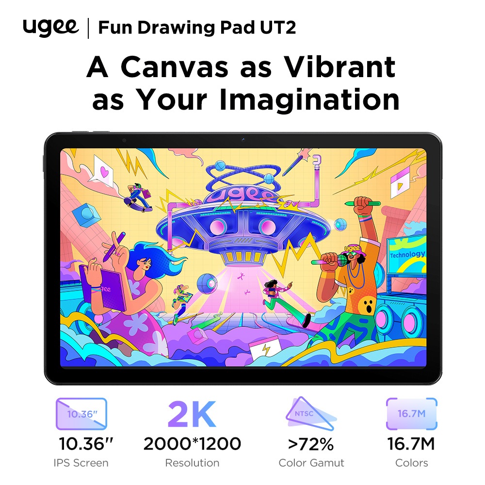 Jual UGEE UT2 Fun Drawing Pad With 10.36" 2K Display For Draw & Write ...