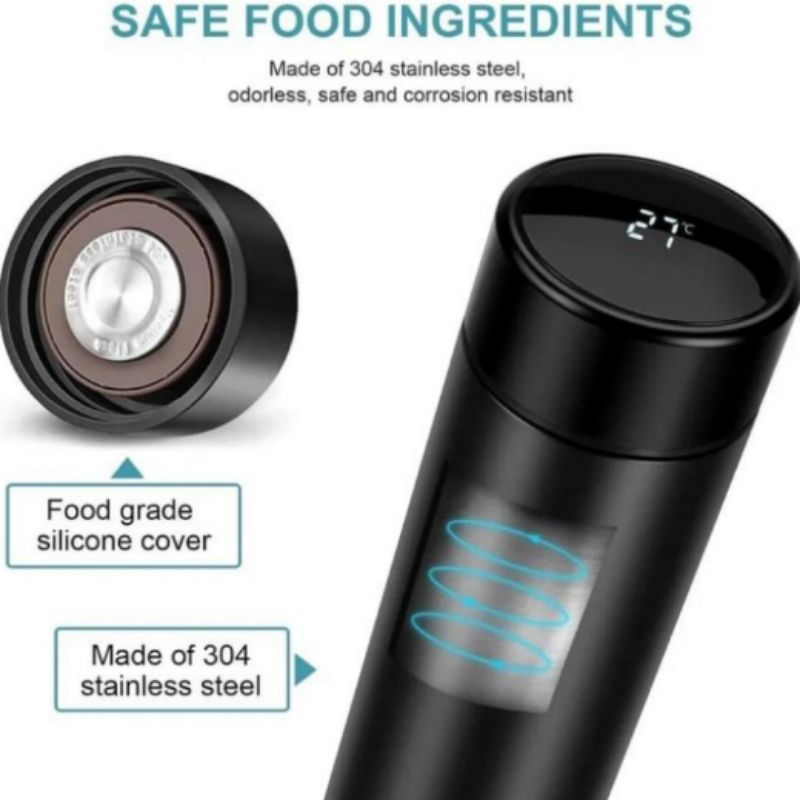 Jual Botol Minum Stainless 500ml Termos Smart LED Temperature Suhu ...