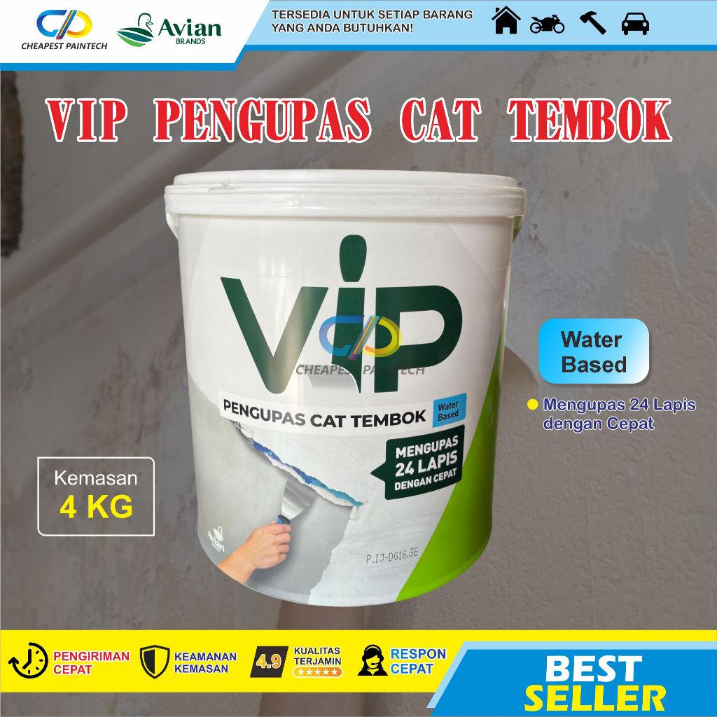 Jual VIP PAINT REMOVER WATERBASE AVIAN 4 KG (PENGELUPAS CAT TEMBOK ...
