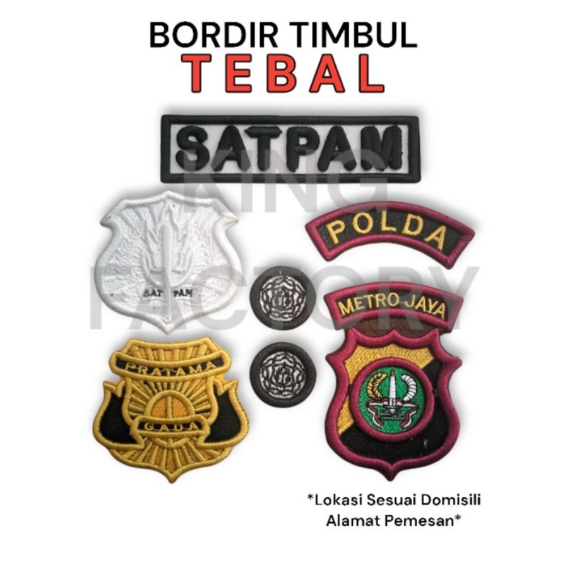 Jual Logo Bordir timbul Satpam security Tebal Gada pratama satpam Polda ...