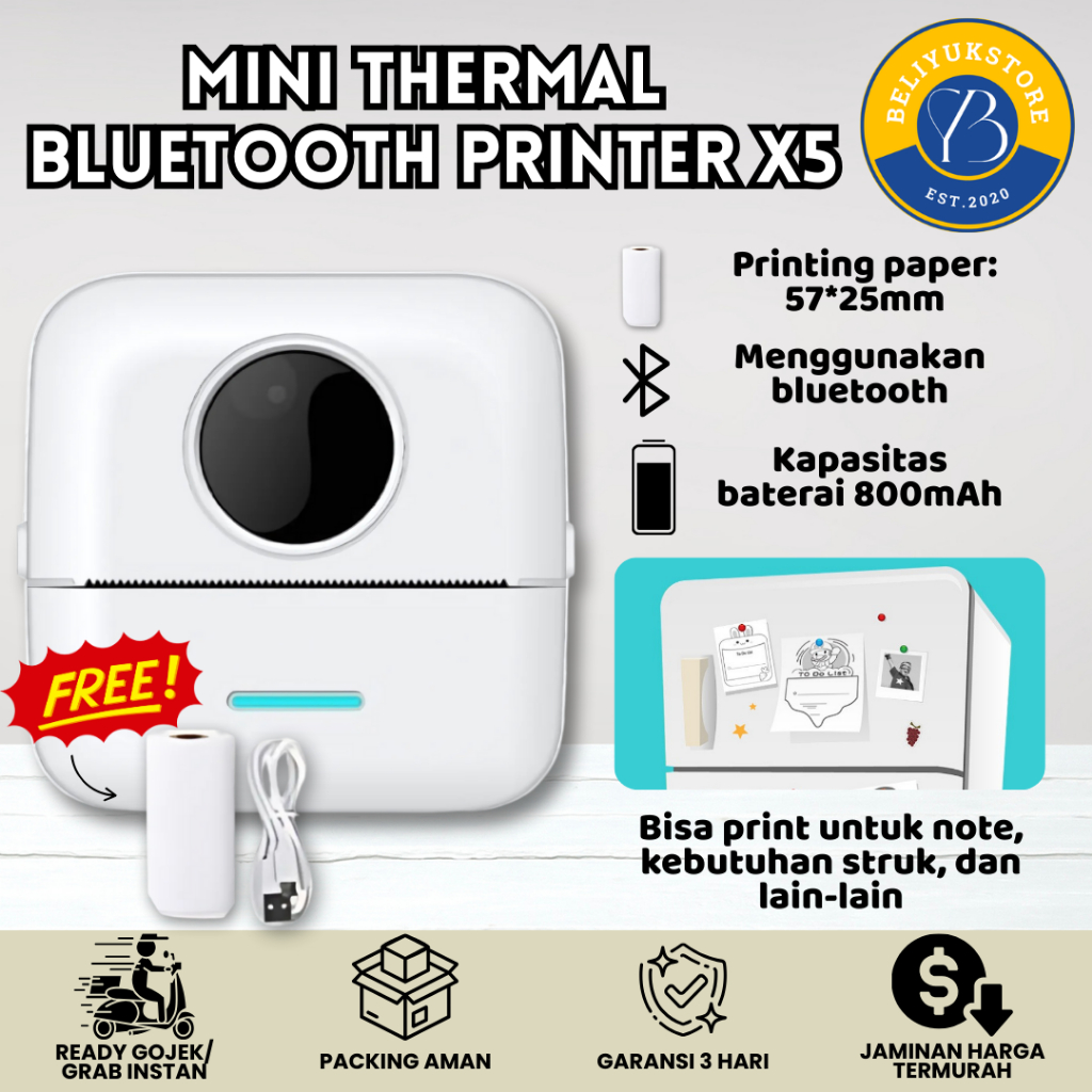 Jual Mini Thermal Printer Bluetooth Printer X5 / Wireless Thermal Mini ...
