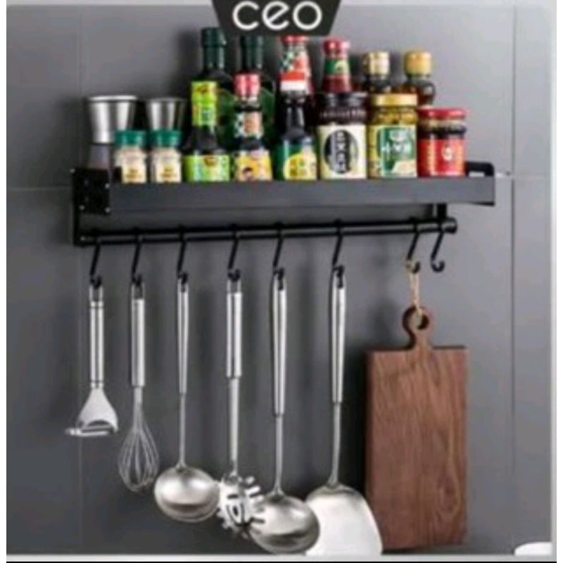 Jual rak dapur praktis rak dinding besi bumbu dapur rak kitchen bumbu ...
