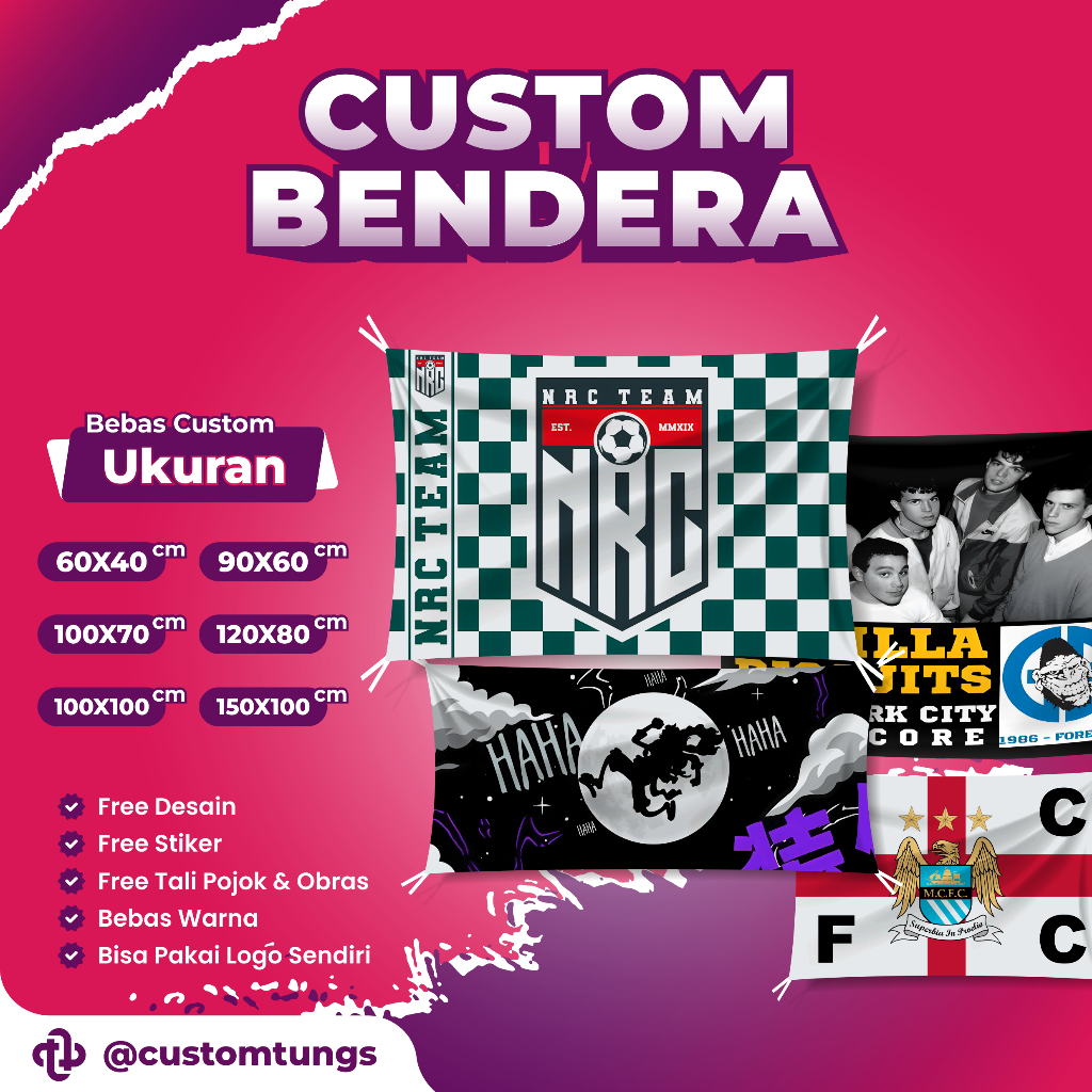 Jual Custom Bendera Desain Sesukamu Free Desain Full Printing Kain ...