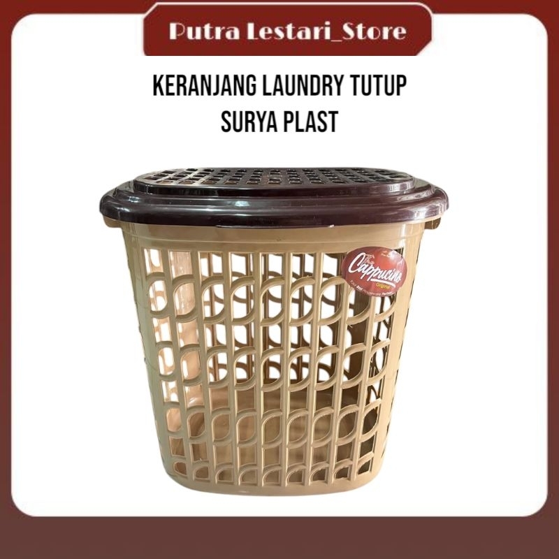 Jual Surya Plast Laundry Basket / Keranjang Oval Tutup / Tempat ...
