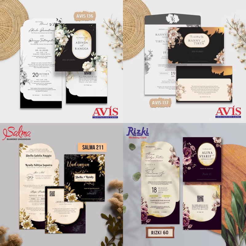 Jual [BISA COD] Undangan Pernikahan Tema Hitam Murah Aesthetic Desain ...