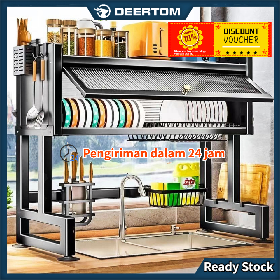 Jual Stainless Steel Rak Cuci Piring Rak Piring Tertutup Kitchen Rak ...