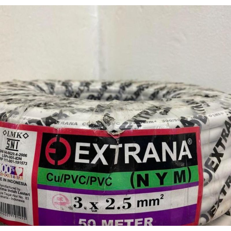 Jual Kabel Extrana NYM 3X2.5 @50 Meter Kawat Tembaga Original Extrana ...