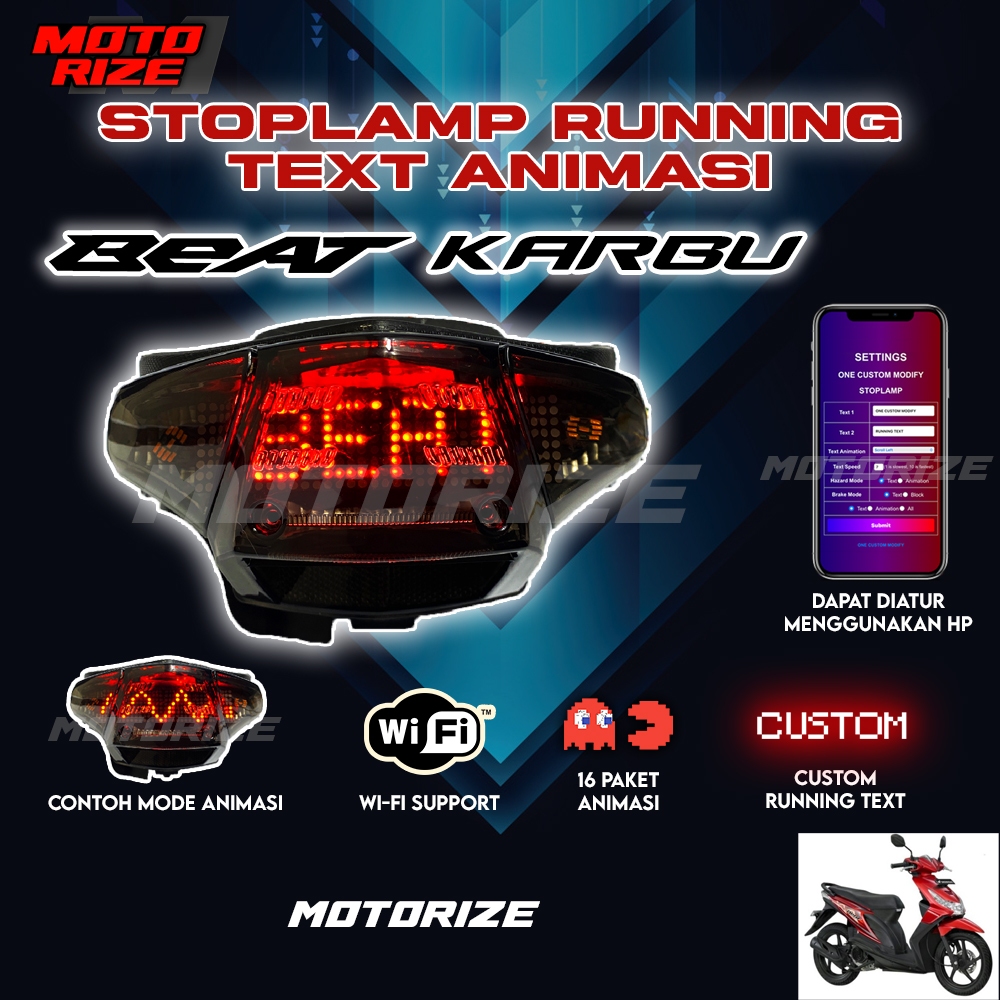 Jual Stoplamp Running Text Animasi Beat Karbu Lampu LED Rem Belakang ...