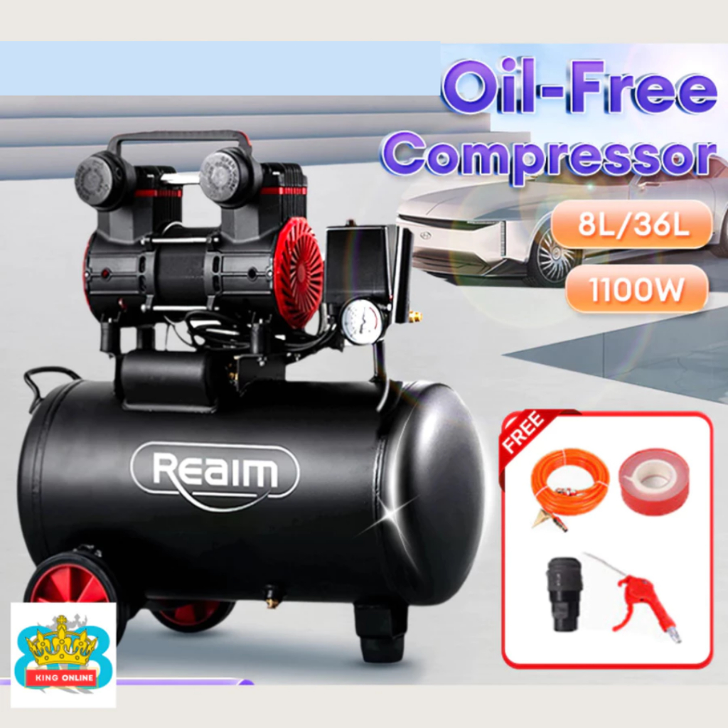 Jual REAIM Air Compressor 12/36L Kompresor Angin Oiless Listrik 1100W ...