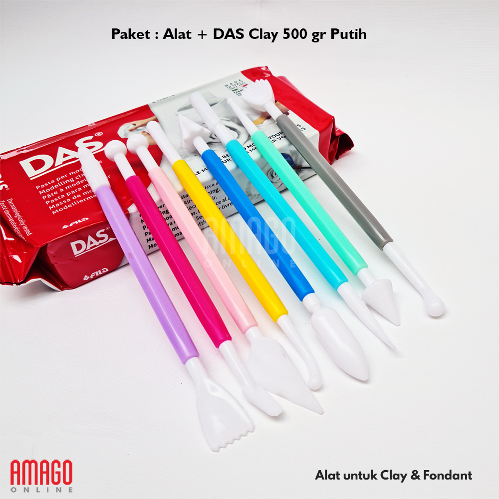 Jual PAKET CLAY Tanah Liat Air Dry + Alat ukir Clay isi 8 PLASTIK ...