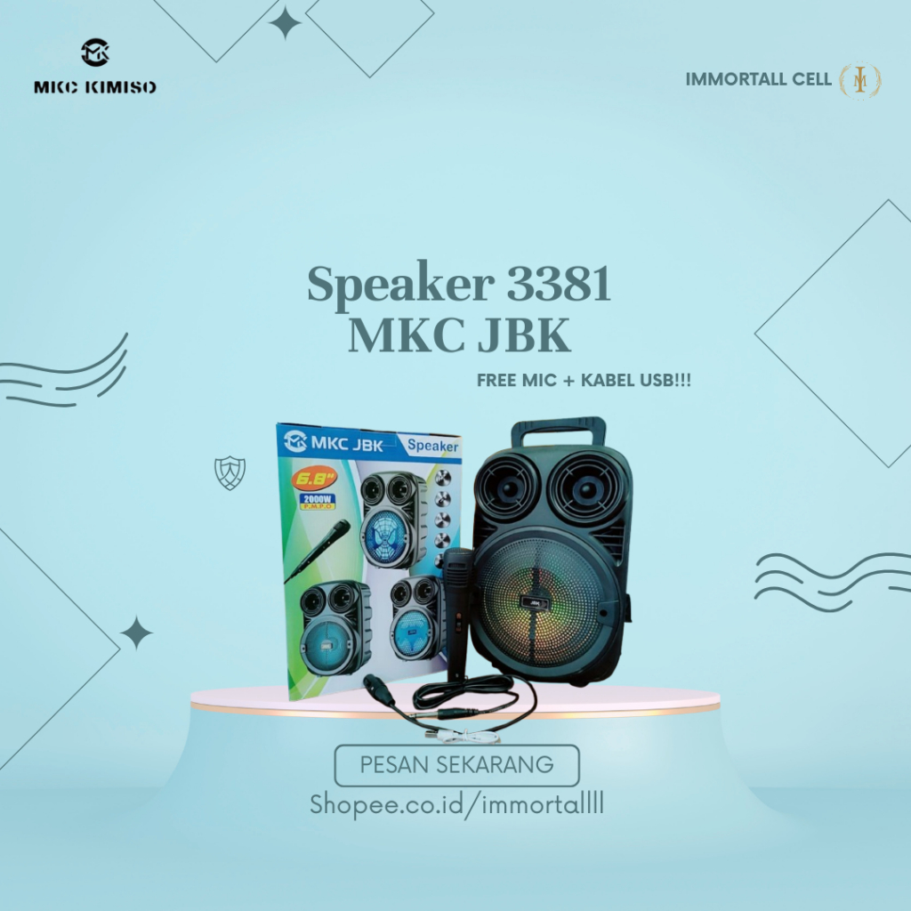 Jual Speaker Bluetooth potable 6,5inch FULL BASS Mkc jbk-3381 free mic ...