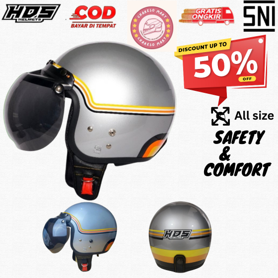 Jual HDS Helm Bogo Dewasa Classic SNI Ori Full Leher Wanita Pria ...