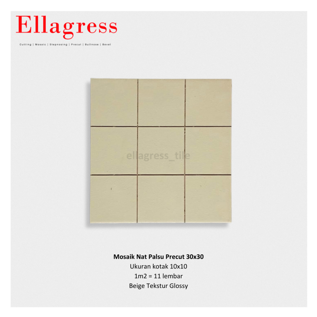Jual Ellagress Mosaik Precut Nat Palsu Keramik 30x30 Cream Beige (harga ...