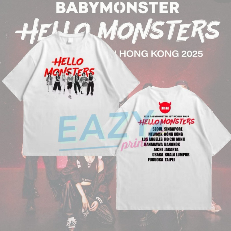 Jual TSHIRT BABYMONSTER MONOCHROME 1ST WORLD TOUR CONCERT 2025 BAEMON ...