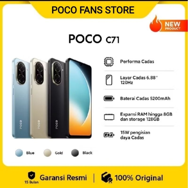 Jual Xiaomi POCO C71 Ram 4+4*/128 Gb baru kembaran Redmi A5 segel garansi resmi | Shopee Indonesia
